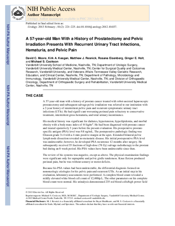 (PDF) A 57-year-old Man With a History of Prostatectomy and Pelvic ...