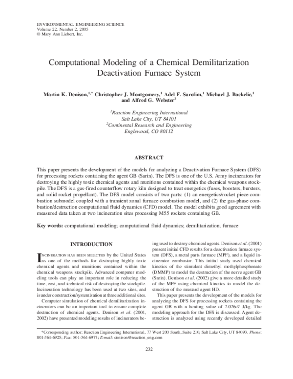 (PDF) Computational Modeling of a Chemical Demilitarization ...