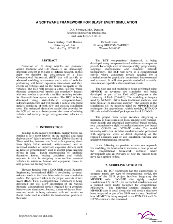 (PDF) A software framework for blast event simulation