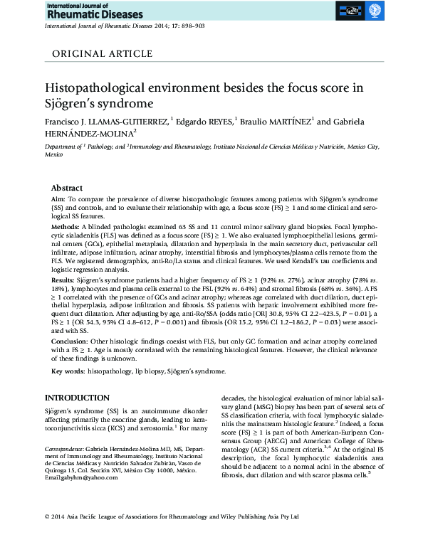 (PDF) Histopathological environment besides the focus score in Sjögren ...
