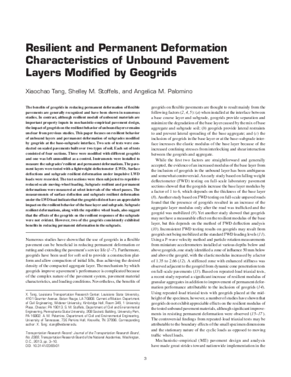 (PDF) Resilient and Permanent Deformation Characteristics of Unbound ...