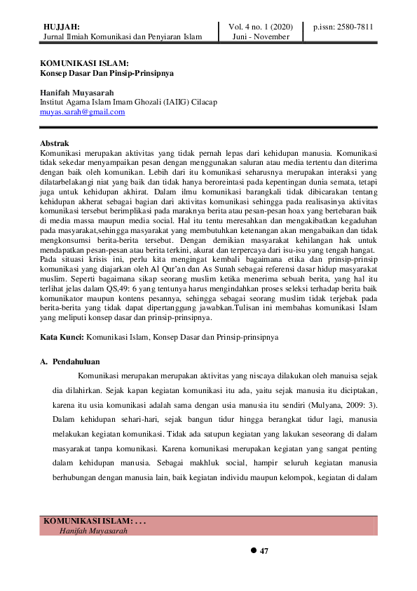 (PDF) KOMUNIKASI ISLAM: Konsep Dasar Dan Pinsip-Prinsipnya