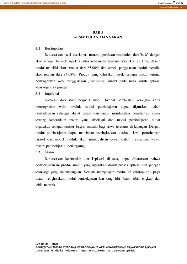 Pdf Pembuatan Modul Tutorial Pemrograman Web Menggunakan Framework Laravel