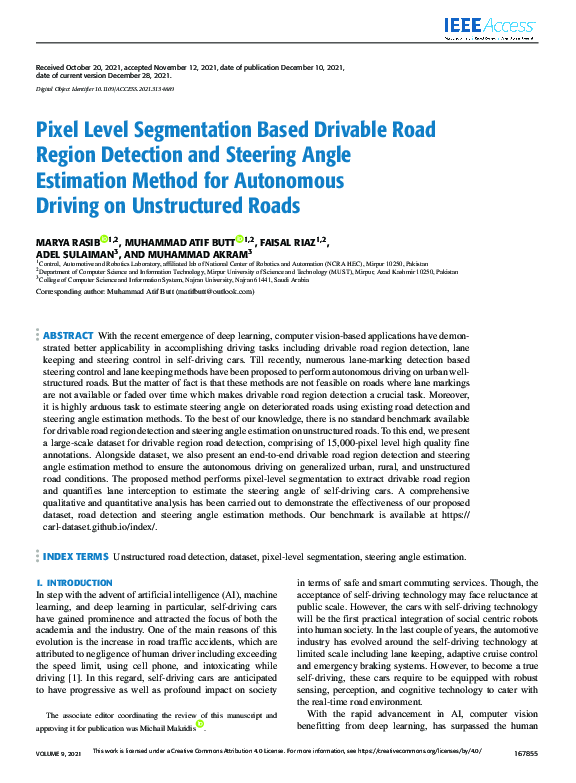 (PDF) Pixel Level Segmentation Based Drivable Road Region Detection and Steering Angle ...
