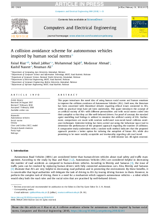 (PDF) A collision avoidance scheme for autonomous vehicles inspired by ...