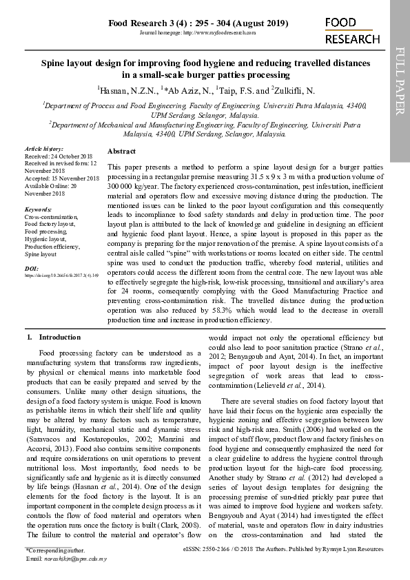 (PDF) Spine layout design for improving food hygiene and reducing ...
