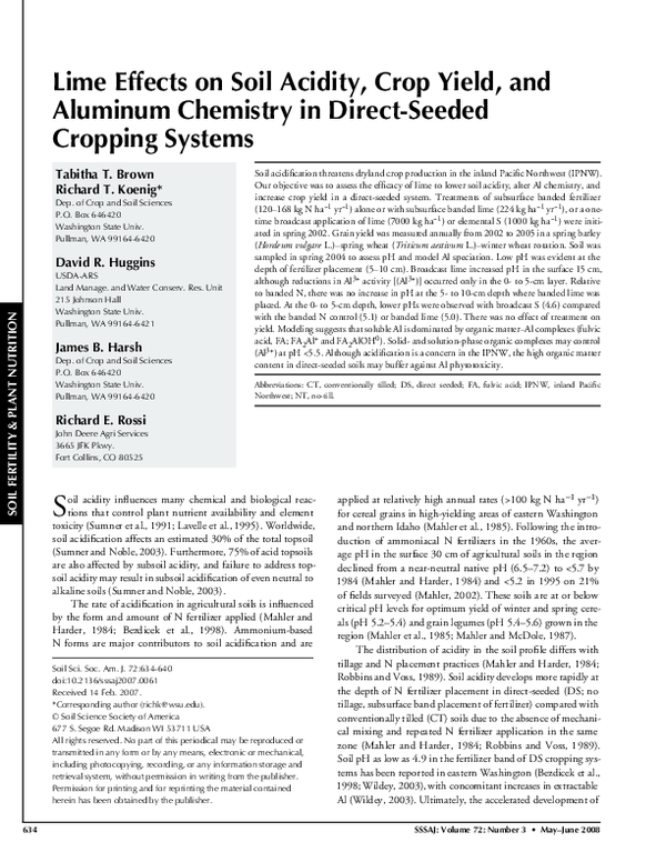(PDF) Lime Effects on Soil Acidity, Crop Yield, and Aluminum Chemistry ...