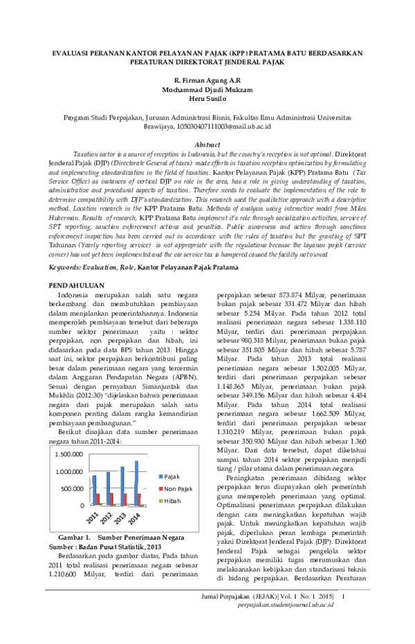 (PDF) Evaluasi Peranan Kantor Pelayanan Pajak (KPP) Pratama Batu Berdasarkan Peraturan ...
