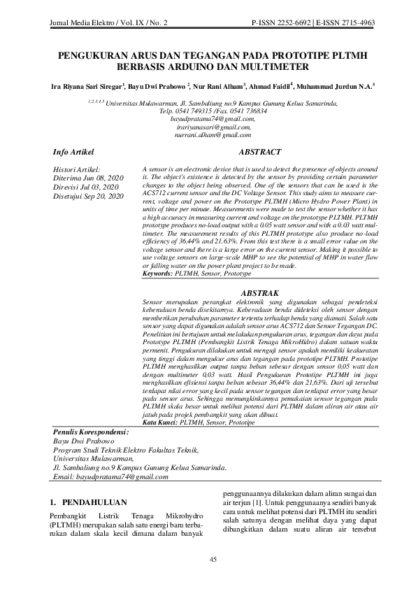 (PDF) Pengukuran Arus Dan Tegangan Pada Prototipe PLTMH Berbasis ...