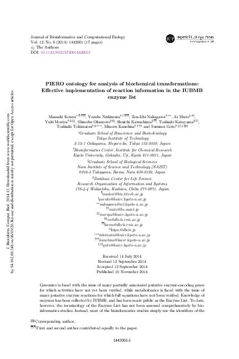 (PDF) PIERO ontology for analysis of biochemical transformations: Effective implementation of ...