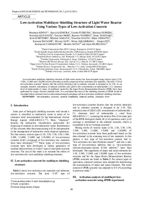 Low-Activation Multilayer Shielding Structure of Light Water Reactor ...