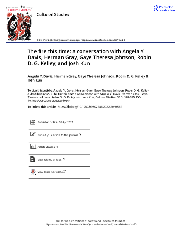 (PDF) The Fire This Time: A conversation with Angela Y. Davis, Herman ...