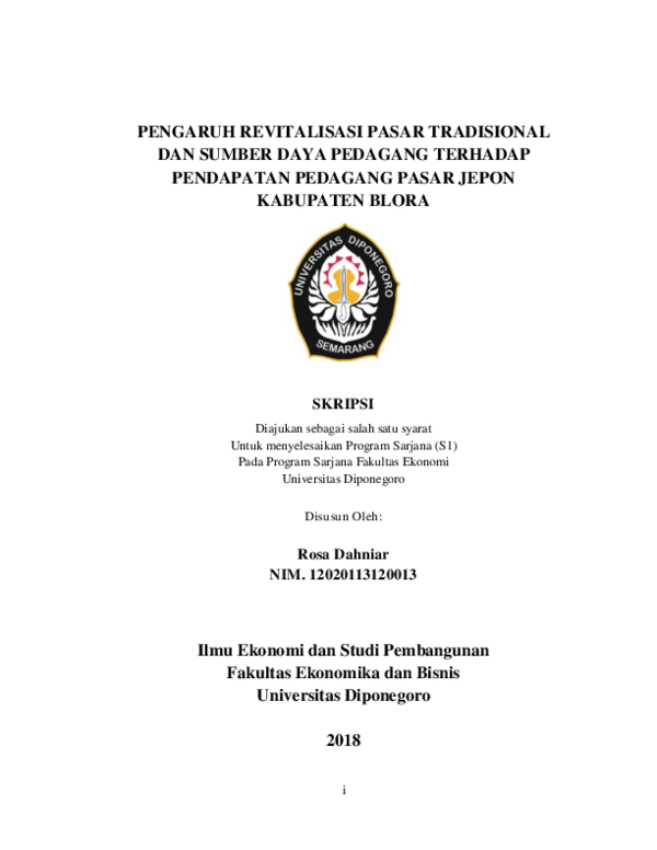 (PDF) Pengaruh Revitalisasi Pasar Tradisional Dan Sumber Daya Pedagang ...