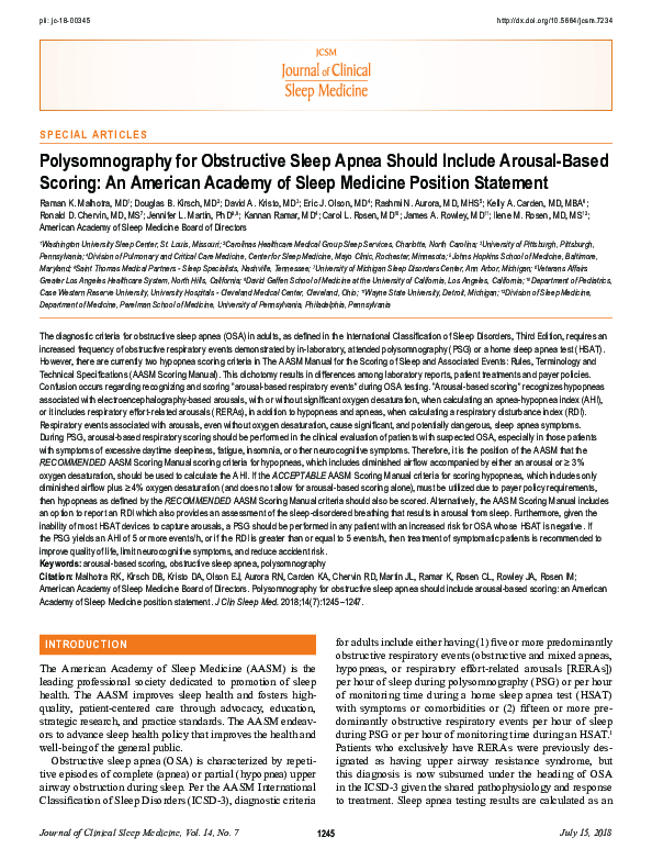 (PDF) Polysomnography for Obstructive Sleep Apnea Should Include ...