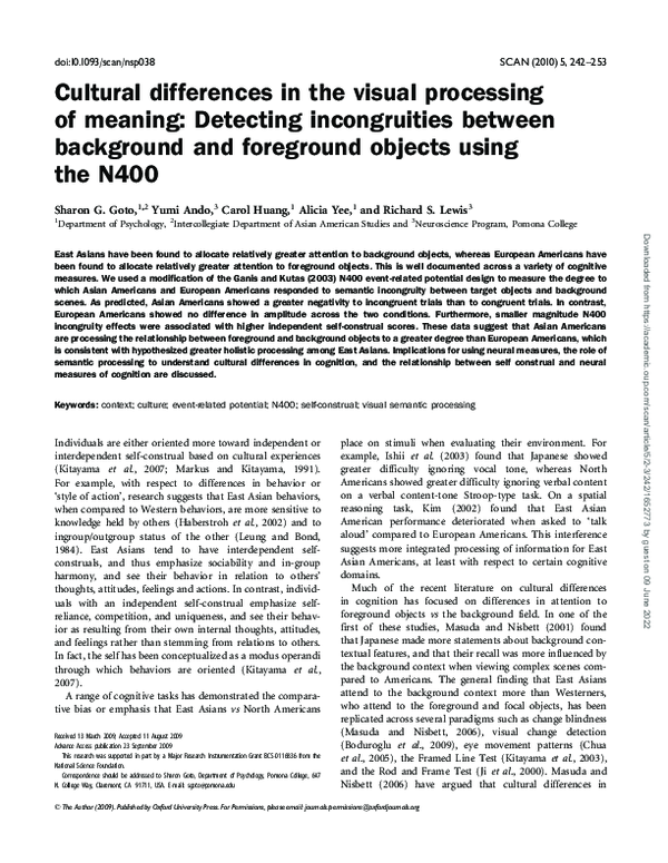 (PDF) Cultural differences in the visual processing of meaning ...