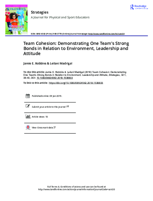 (PDF) Team Cohesion: Demonstrating One Team's Strong Bonds in Relation ...