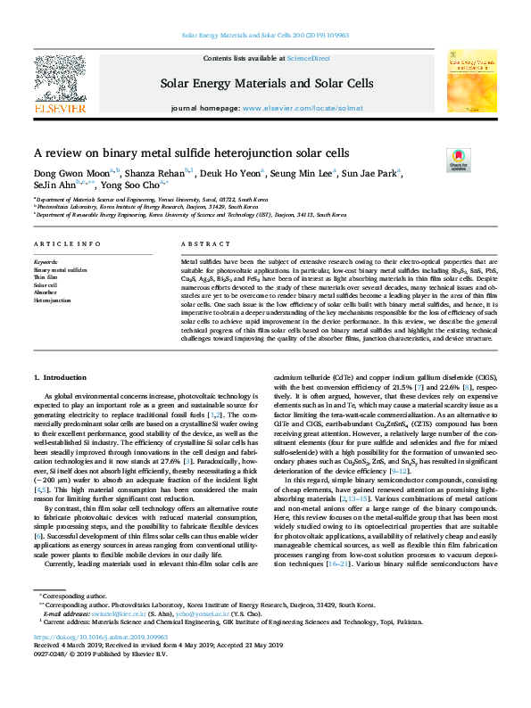 (PDF) A review on binary metal sulfide heterojunction solar cells