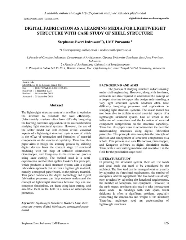 (PDF) Digital Fabrication as a Learning Media for Lightweight Structure ...