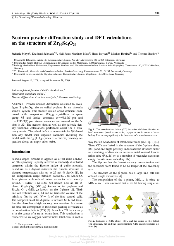 (PDF) Neutron powder diffraction study and DFT calculations on the ...