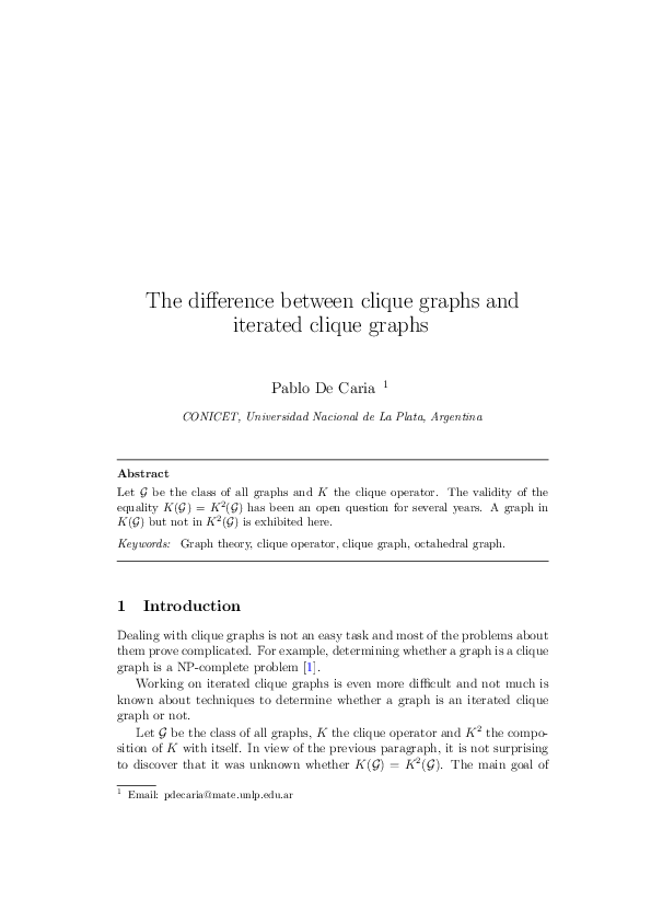 (PDF) The difference between clique graphs and iterated clique graphs