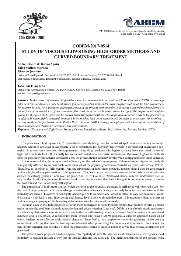 (PDF) Study of Viscous Flows Using High-Order Methods and Curved Boundary Treatment