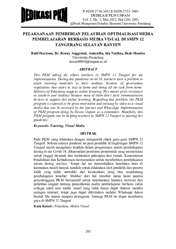 (PDF) Pelaksanaan Pemberian Pelatihan Optimalisasi Media Pembelajaran ...