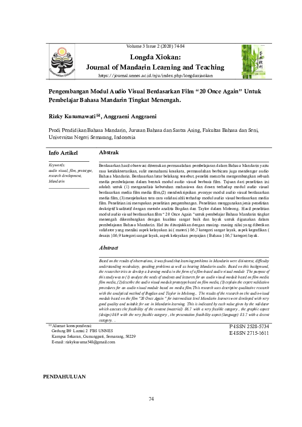 (PDF) Pengembangan Modul Audio Visual Berdasarkan Film “20 Once Again ...