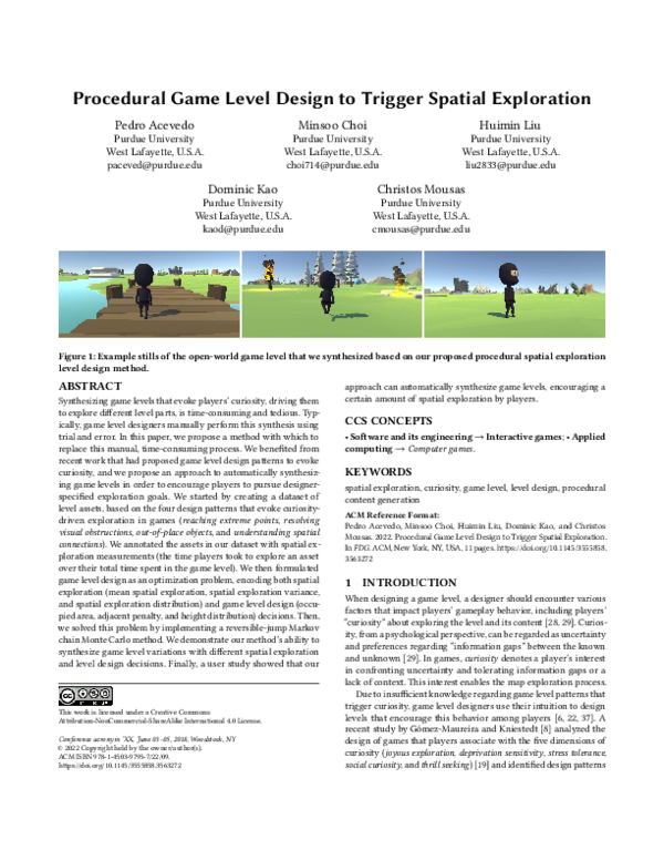 (PDF) Procedural Game Level Design to Trigger Spatial Exploration