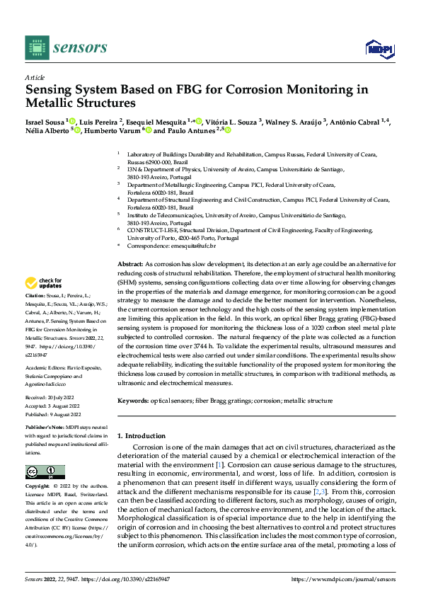 (PDF) Sensing System Based on FBG for Corrosion Monitoring in Metallic Structures