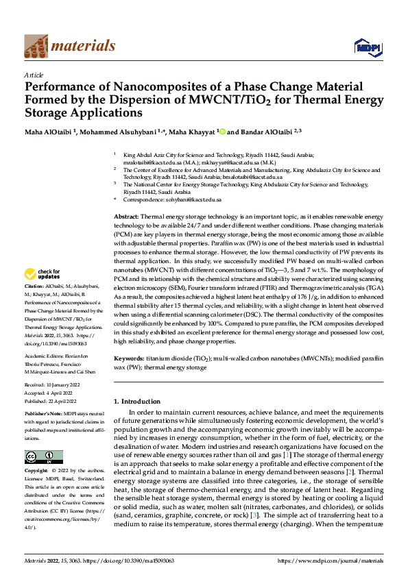 (PDF) Performance of Nanocomposites of a Phase Change Material Formed ...