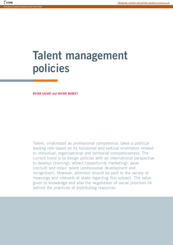 (PDF) Talent management policies