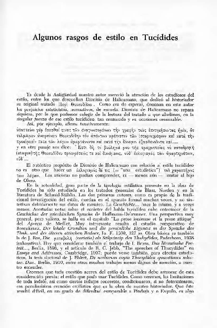 (PDF) Algunos rasgos de estilo en Tucídides