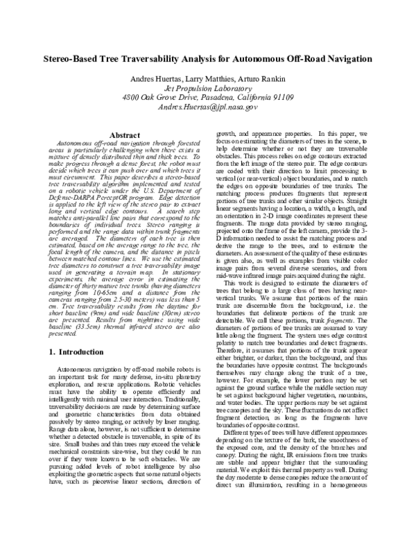 (PDF) Stereo-Based Tree Traversability Analysis for Autonomous Off-Road Navigation