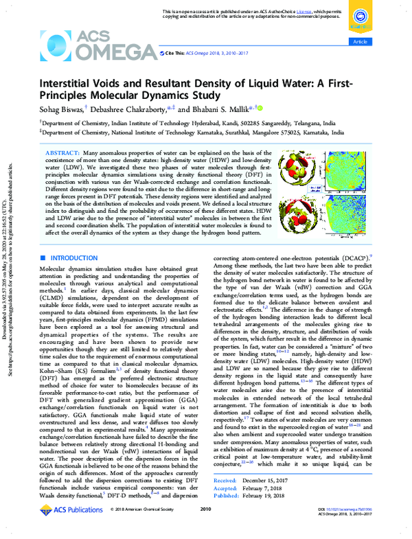 (PDF) Interstitial Voids and Resultant Density of Liquid Water: A First ...