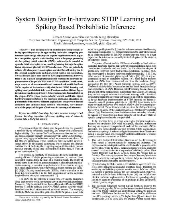 (PDF) System Design for In-Hardware STDP Learning and Spiking Based ...