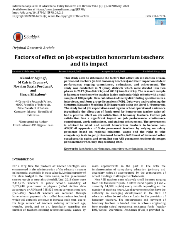 (PDF) Factors of effect on job expectation honorarium teachers and its ...