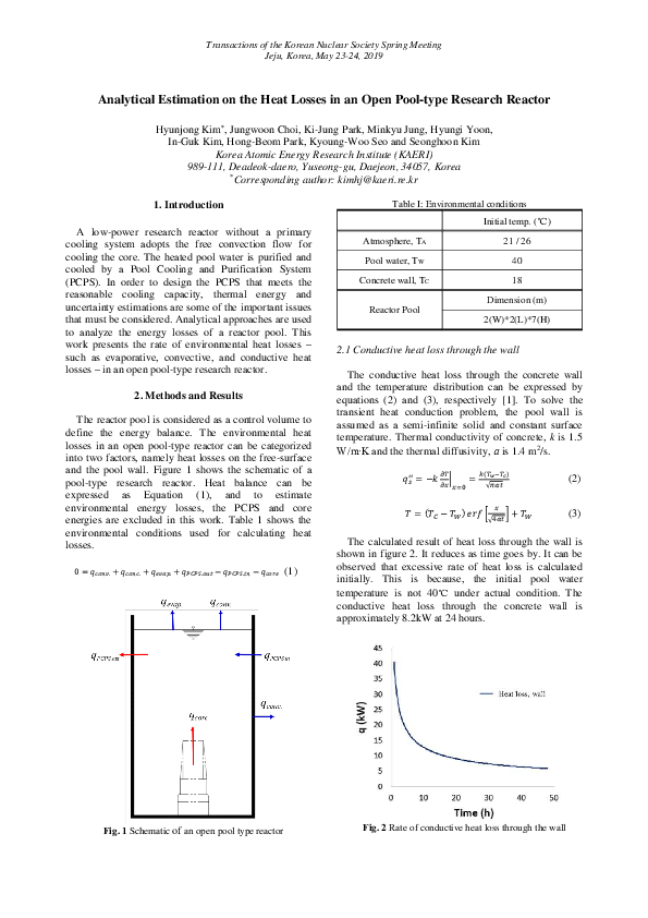(PDF) Analytical Estimation on the Heat Losses in an Open Pool-type ...