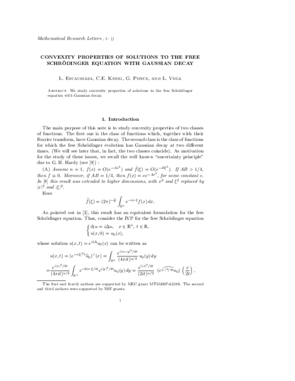 (PDF) Convexity properties of solutions to the free Schrödinger ...
