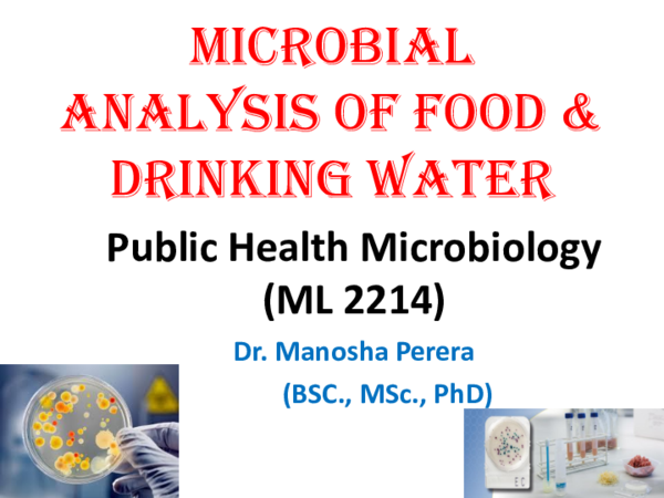 (PDF) MiCROBIAL ANALYSIS OF FOOD & DRINKING WATER