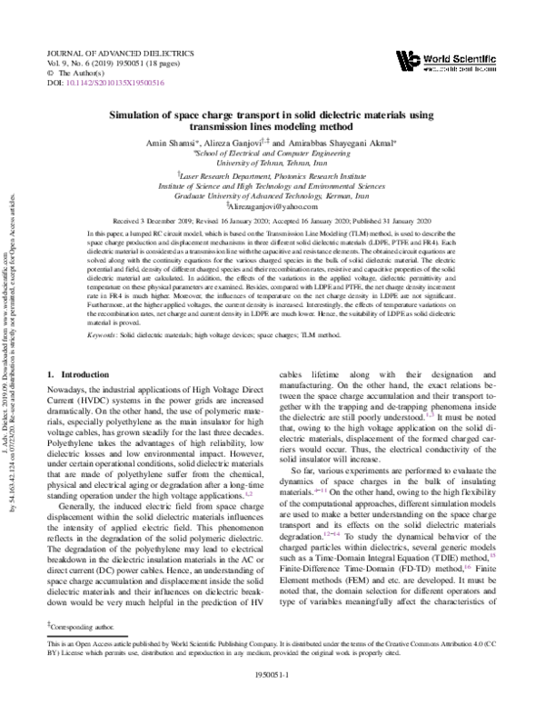 (PDF) Simulation of space charge transport in solid dielectric materials using transmission ...