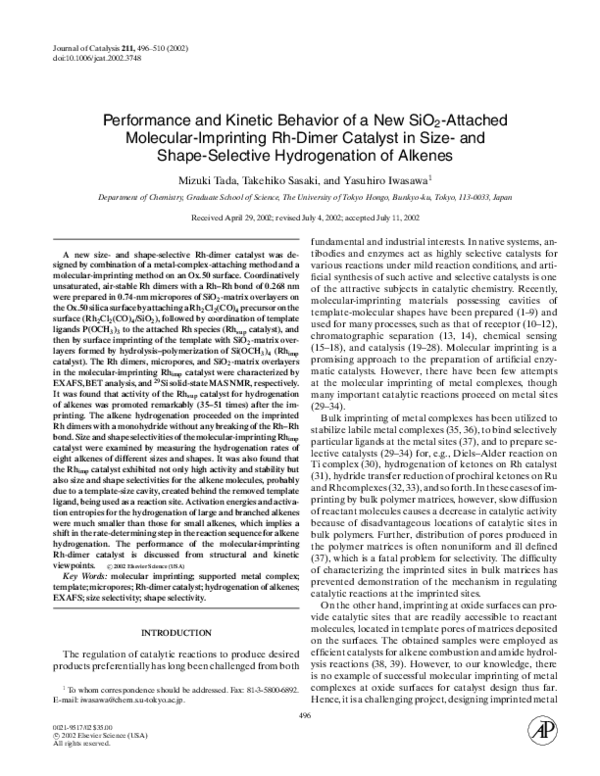 (PDF) Performance and Kinetic Behavior of a New SiO2-Attached Molecular ...