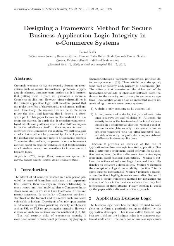 (PDF) Designing a Secure Framework Method for Secure Business Application Logic Integrity in e ...