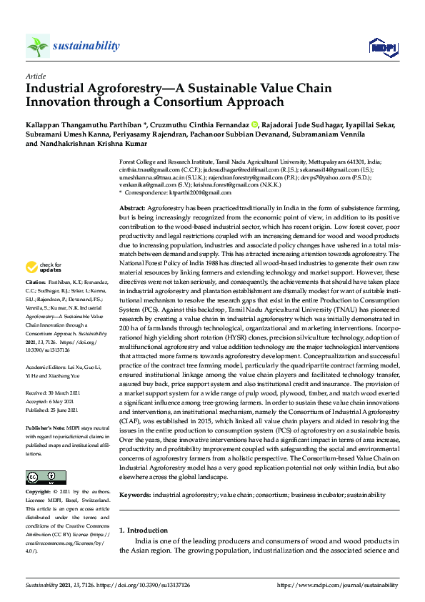 (PDF) Industrial Agroforestry—A Sustainable Value Chain Innovation ...