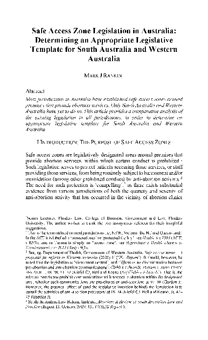 (PDF) Safe Access Zone Legislation in Australia: Determining an ...