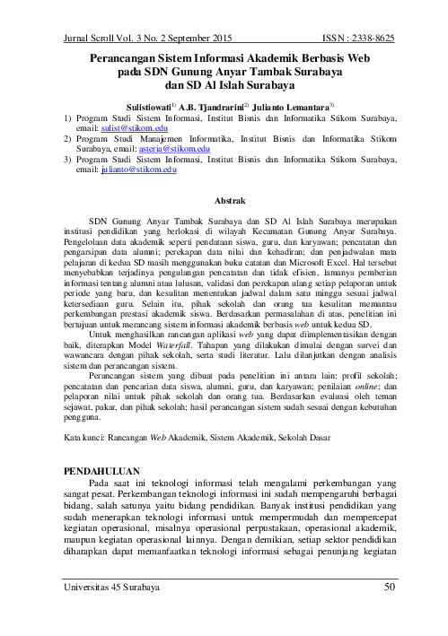 (PDF) Perancangan Sistem Informasi Akademik Berbasis Web pada SDN Gunung Anyar Tambak Surabaya ...