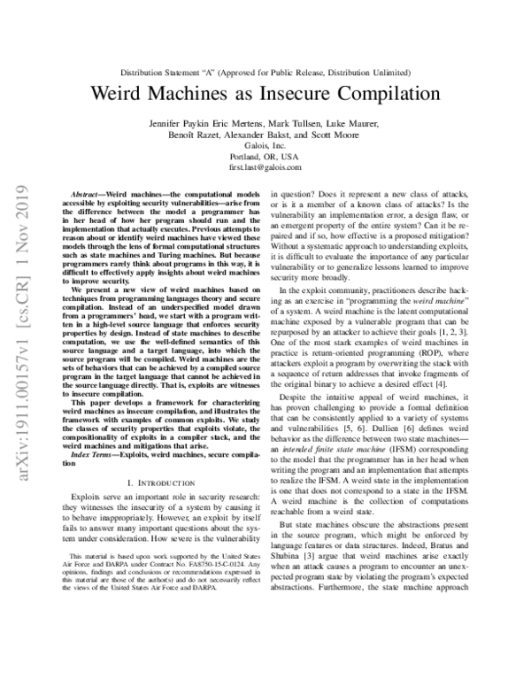 (PDF) Weird Machines as Insecure Compilation