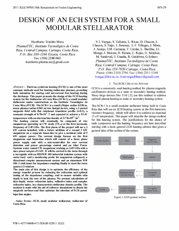 (PDF) Design of an ech system for a small modular stellarator ...