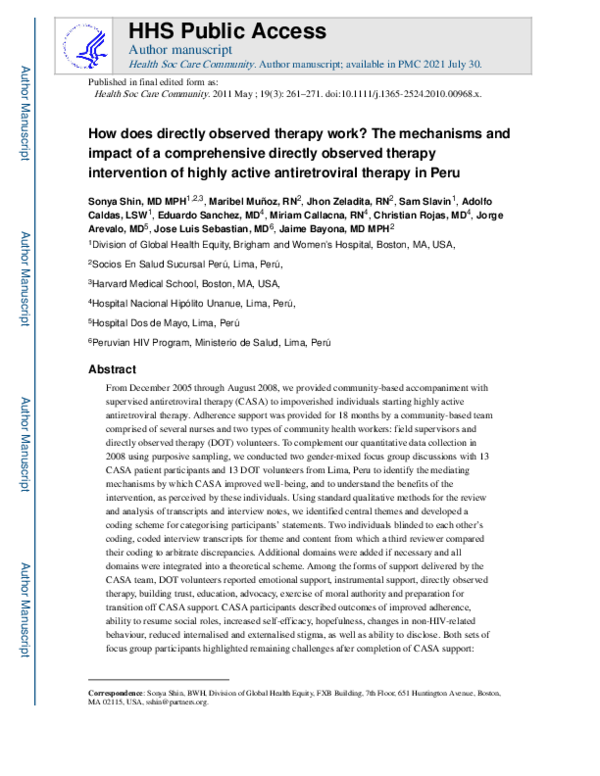 (PDF) How does directly observed therapy work? The mechanisms and ...