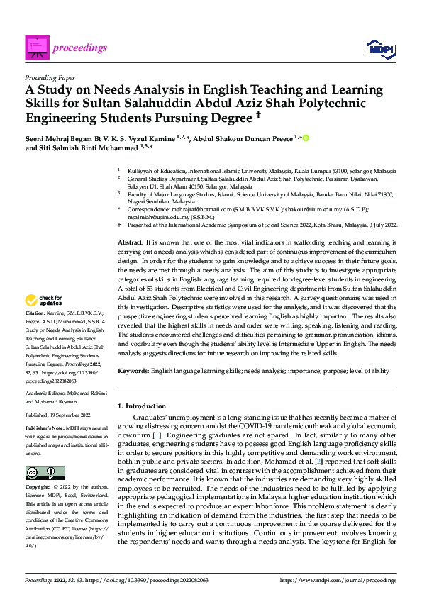(PDF) A Study on Needs Analysis in English Teaching and Learning Skills ...