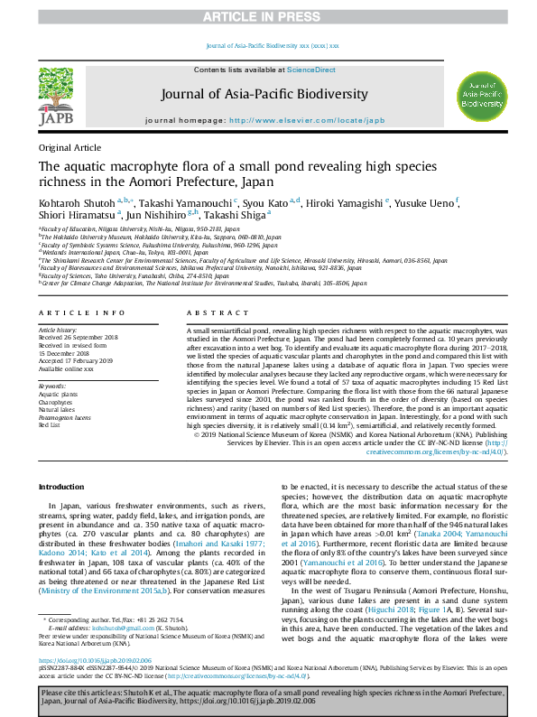 (PDF) The aquatic macrophyte flora of a small pond revealing high ...